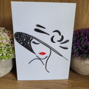 Quilled Lady in a Hat Card | Portrait of a Woman Cards Paper Craft ...