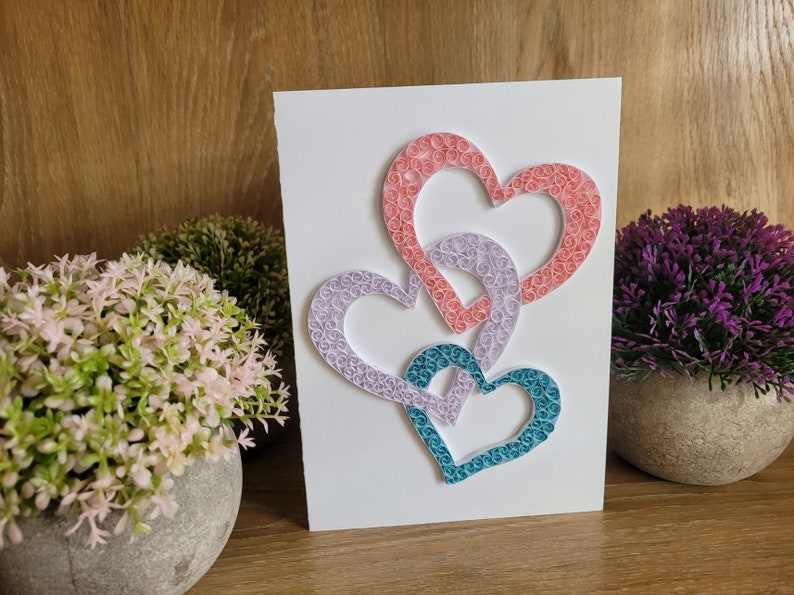 Quilled Interlocking Heart Card Paper Craft Quilling - Etsy