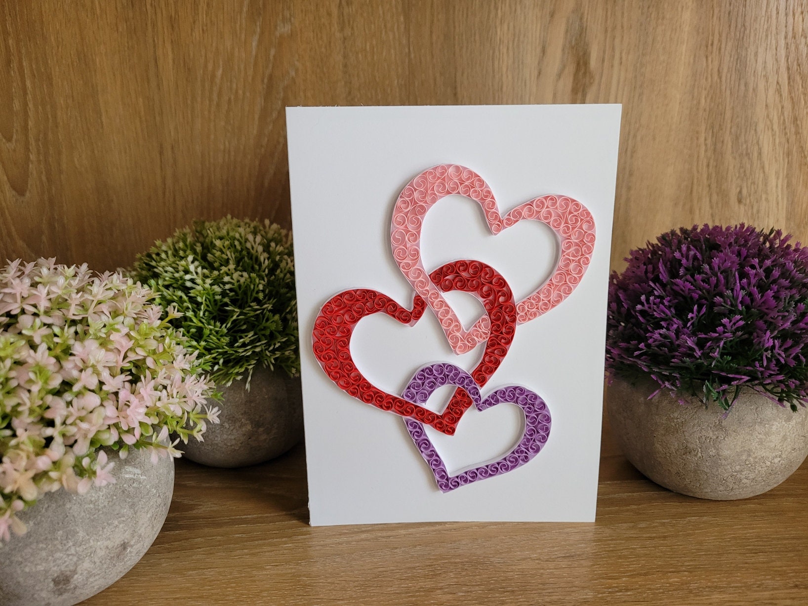 Quilled Interlocking Heart Card | Paper Craft | Quilling | Blank Inside ...