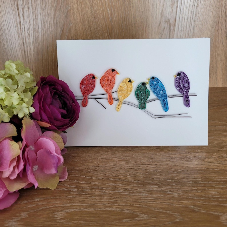 Quilled Birds of a Feather Card | Paper Craft | Quilling | Blank Inside ...