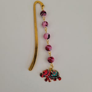 Metal Bookmarks | Painted Elephants | Gold Hook | Delicate Chain With ...