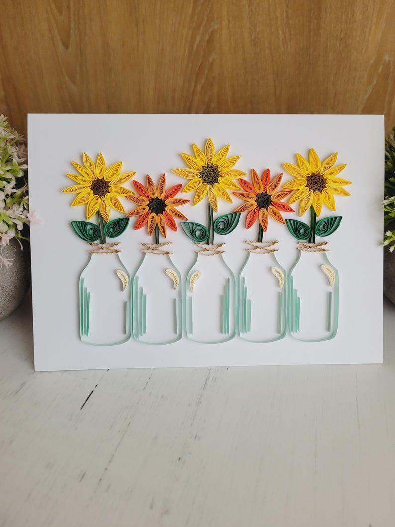 Quilled Sunflower Floral Card | Paper Craft | Quilling | Blank Inside ...