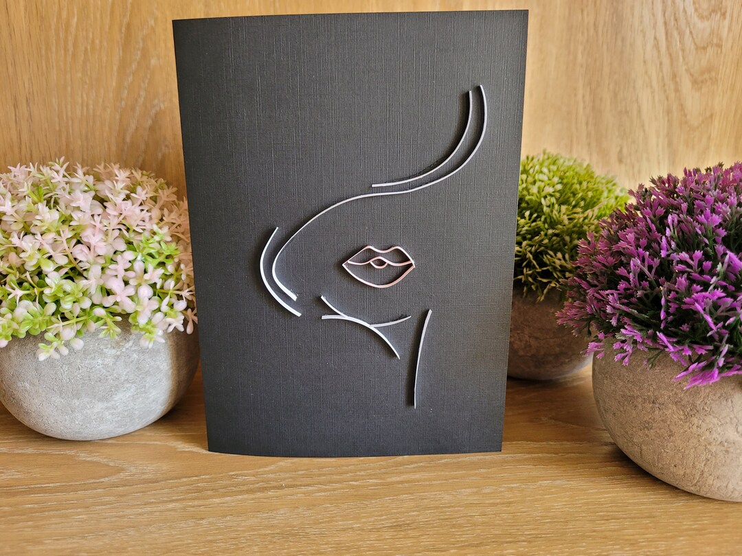 Quilled Woman Line Art Card Paper Craft Quilling Blank - Etsy