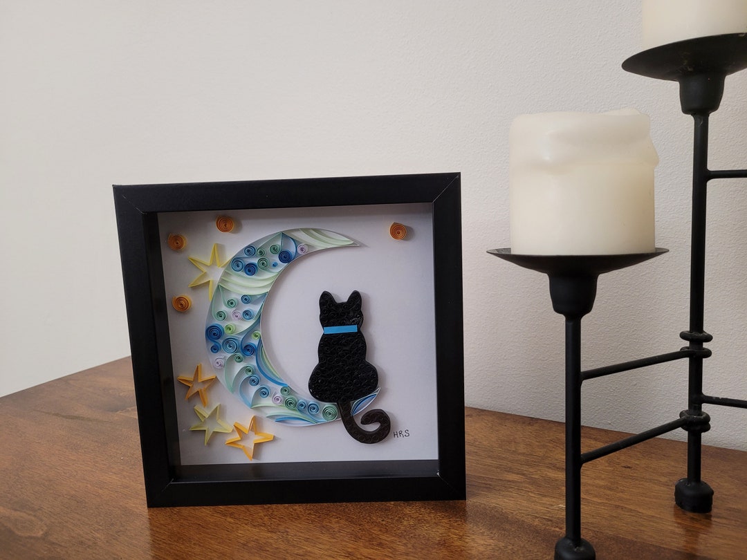 Cat in the Moon Art Piece Paper Quilling Craft Kid's - Etsy