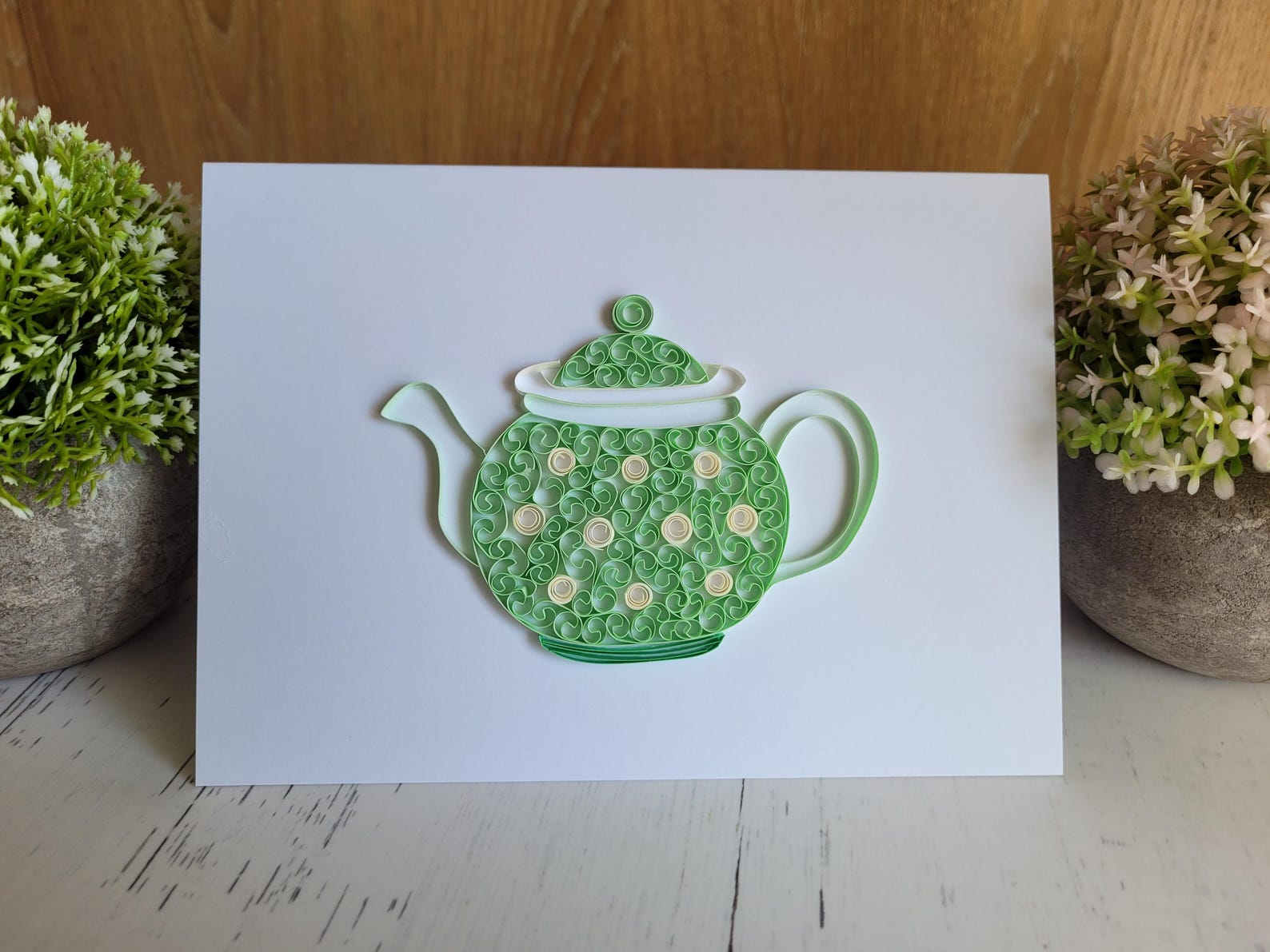 Paper Quilled Tea Pot Greeting Card: All Occasion Blank Card - Etsy