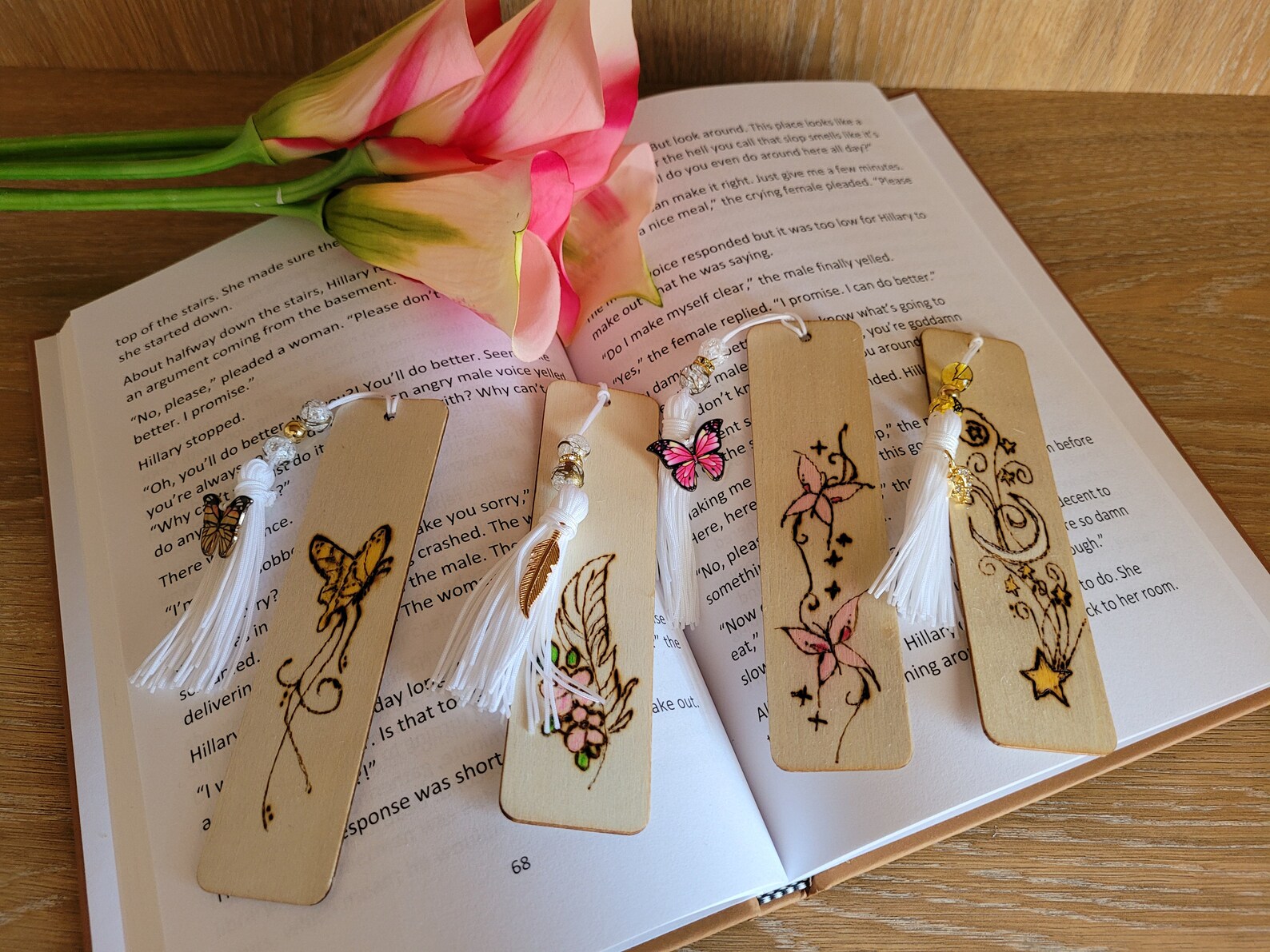Wooden Bookmarks Hand Burned Hand Painted Handmade - Etsy