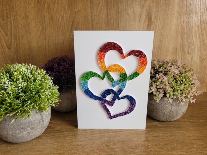 Quilled Interlocking Heart Card Paper Craft Quilling - Etsy