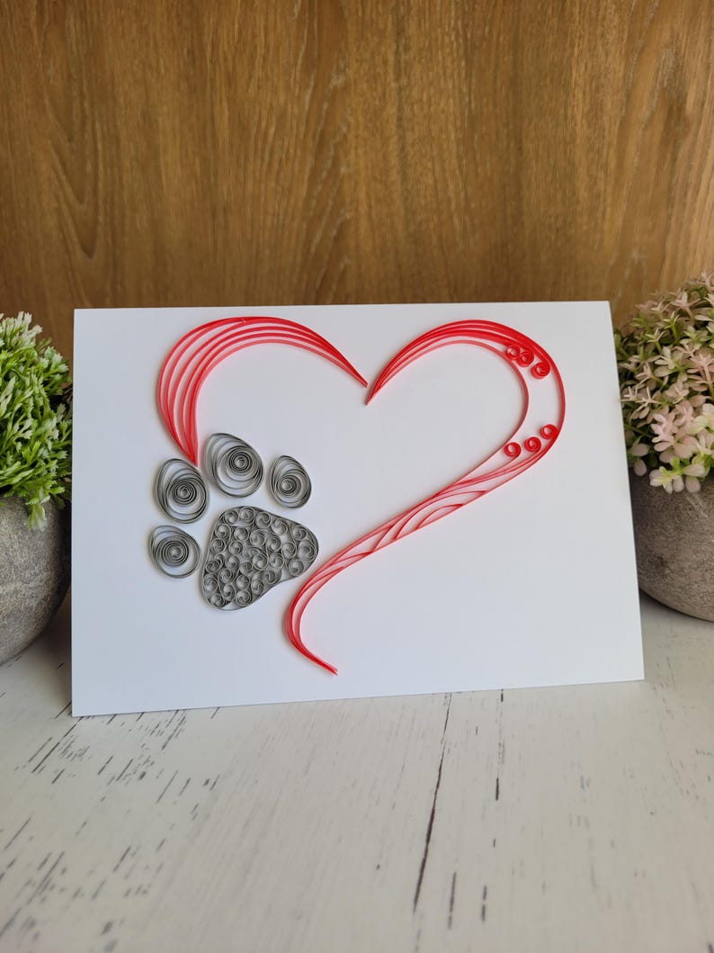 Quilled Dog Card: Paper Craft Pet Card - Blank Inside - Etsy