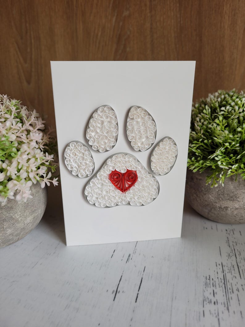 Quilled Dog Card: Paper Craft Pet Card - Blank Inside - Etsy