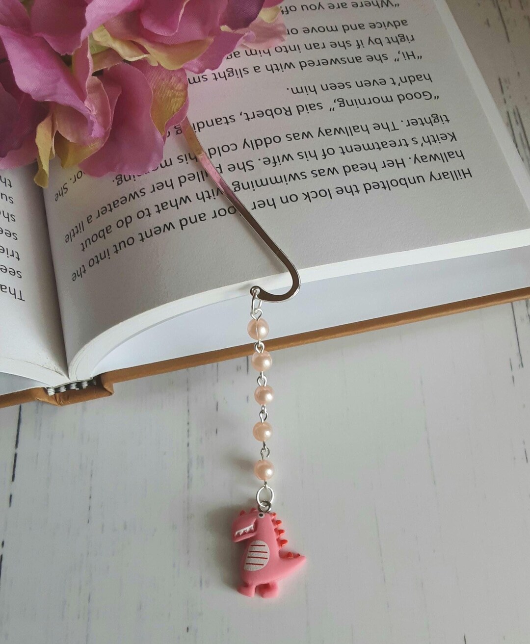 Metal Bookmarks | Acrylic Dinosaur | Silver Hook | Cute Trex | Dragon ...