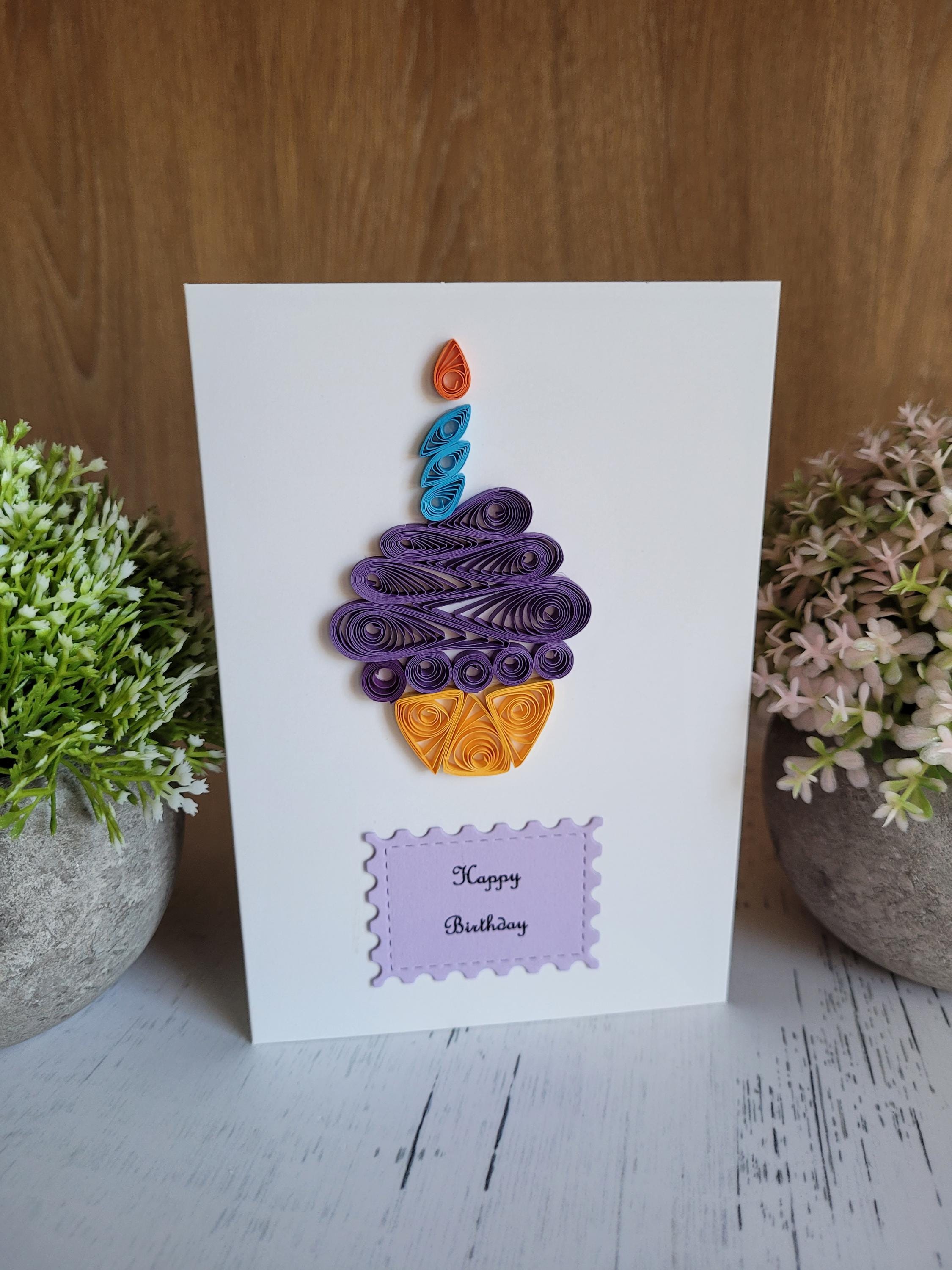 Quilled Birthday Cake Card | Paper Craft | Quilling | Blank Inside | 6 ...