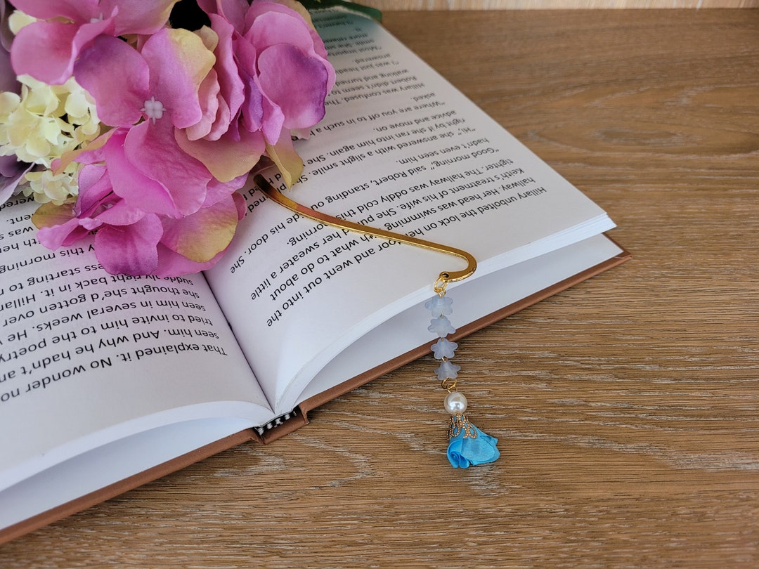Metal Bookmarks Azalea Flower Bookmark Satin and Pearl Flower Charm ...