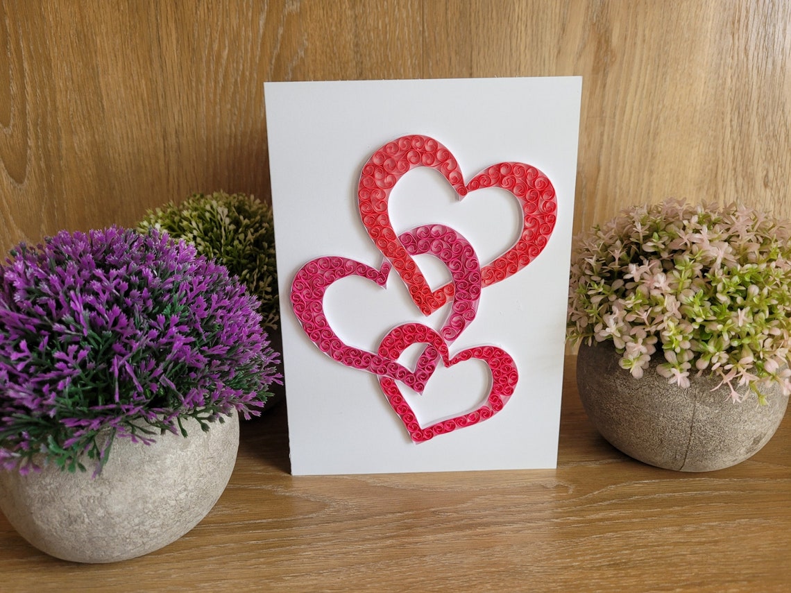 Quilled Interlocking Heart Card | Paper Craft | Quilling | Blank Inside ...