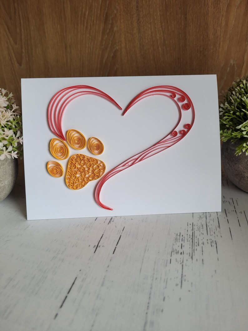Quilled Dog Card: Paper Craft Pet Card - Blank Inside - Etsy