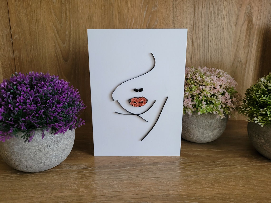 Quilled Lady in a Hat Card Portrait of a Woman Cards Paper - Etsy