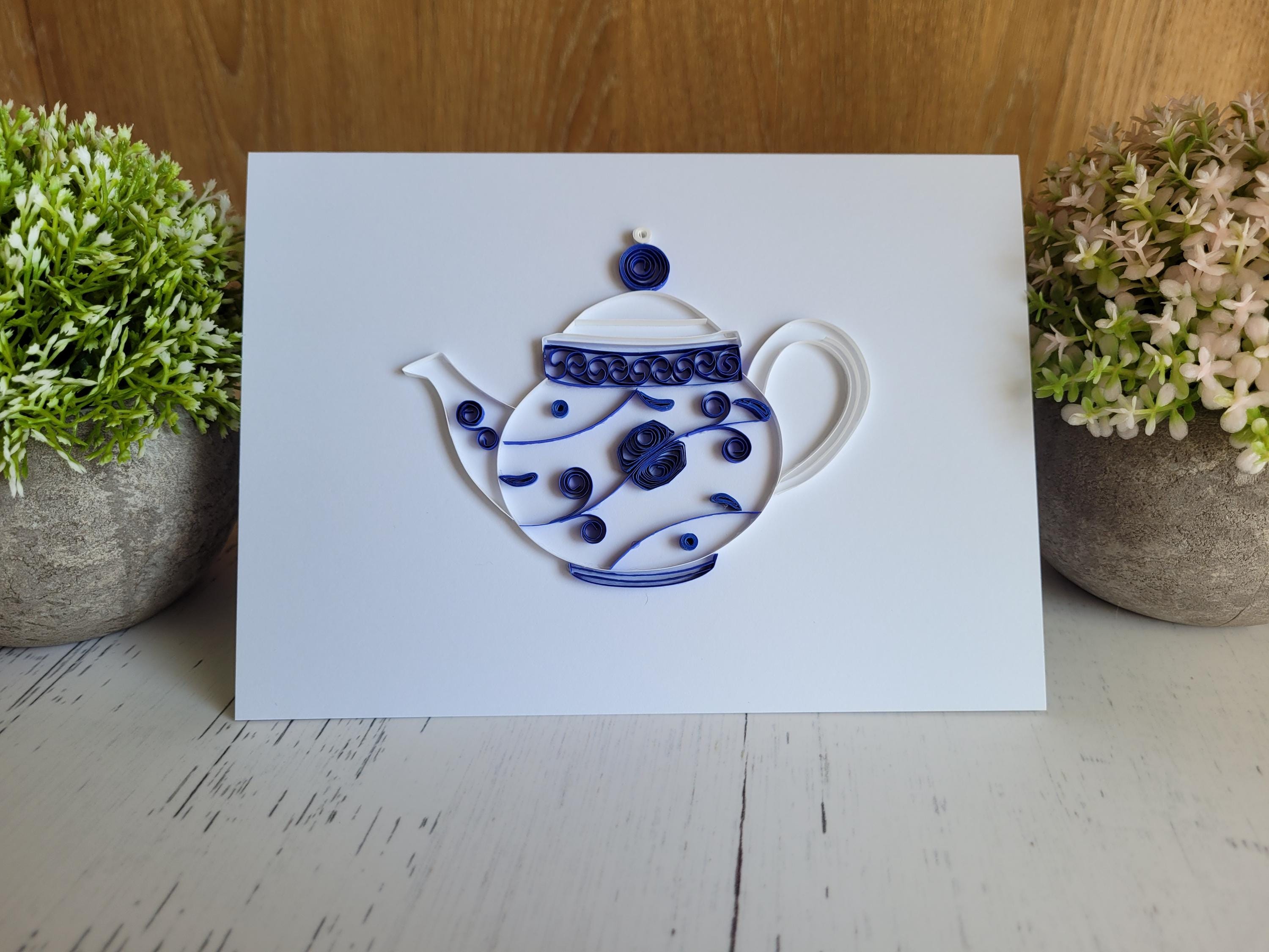 Paper Quilled Tea Pot Greeting Card: All Occasion Blank Card - Etsy