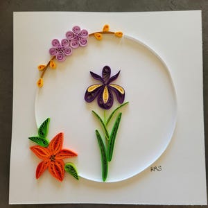 Quilled Iris & Lily Framed Wall Art: Handmade Paper Craft (8x8) - Etsy
