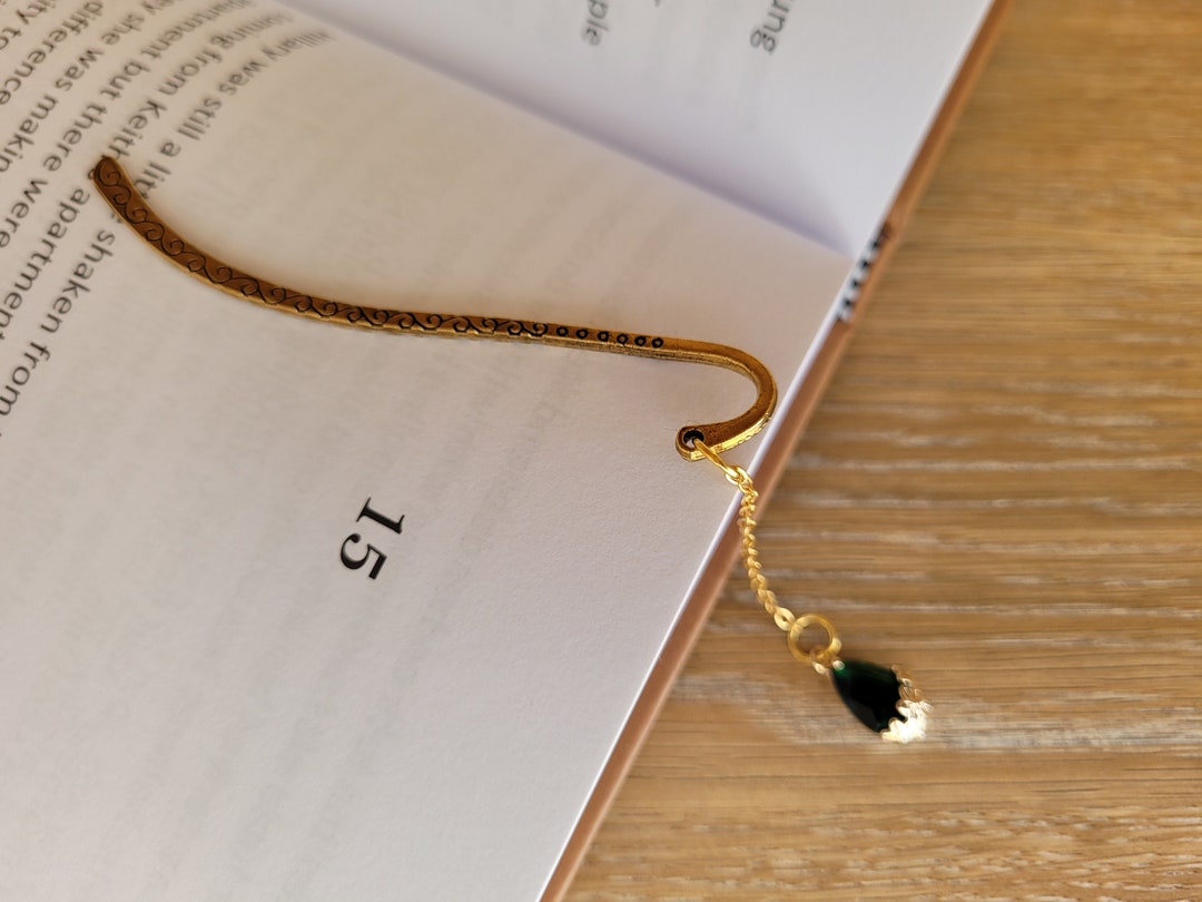 Metal Bookmarks Book Jewelry Small Tear Drop Pendant Gold Hook Filigree ...