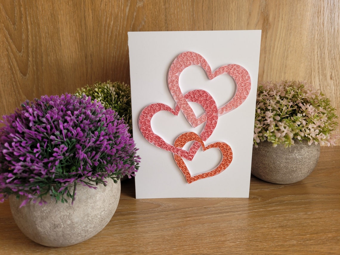 Quilled Interlocking Heart Card | Paper Craft | Quilling | Blank Inside ...