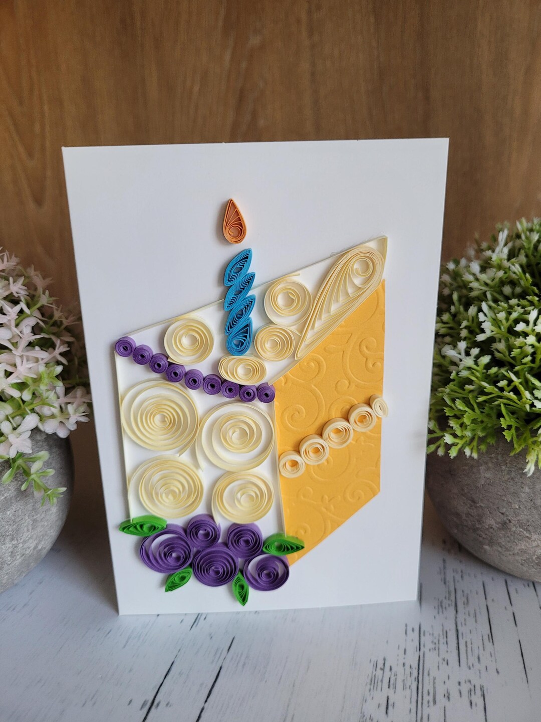 Quilled Birthday Cake Card | Paper Craft | Quilling | Blank Inside | 6 ...