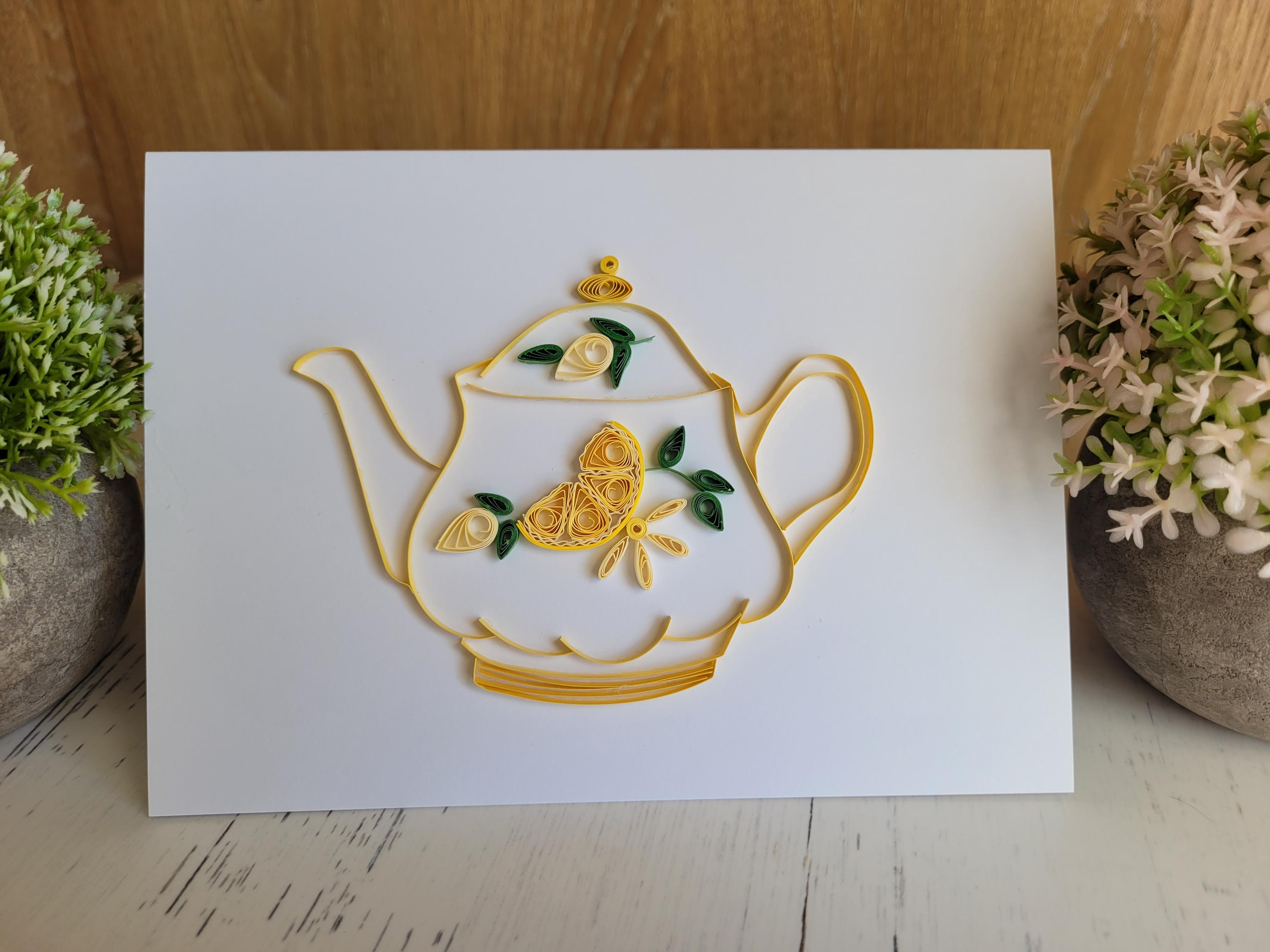 Paper Quilled Tea Pot Greeting Card: All Occasion Blank Card - Etsy