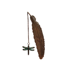 Metal Bookmarks Copper Feather Dragonfly Charm Unique Book Lover Gift 3 ...