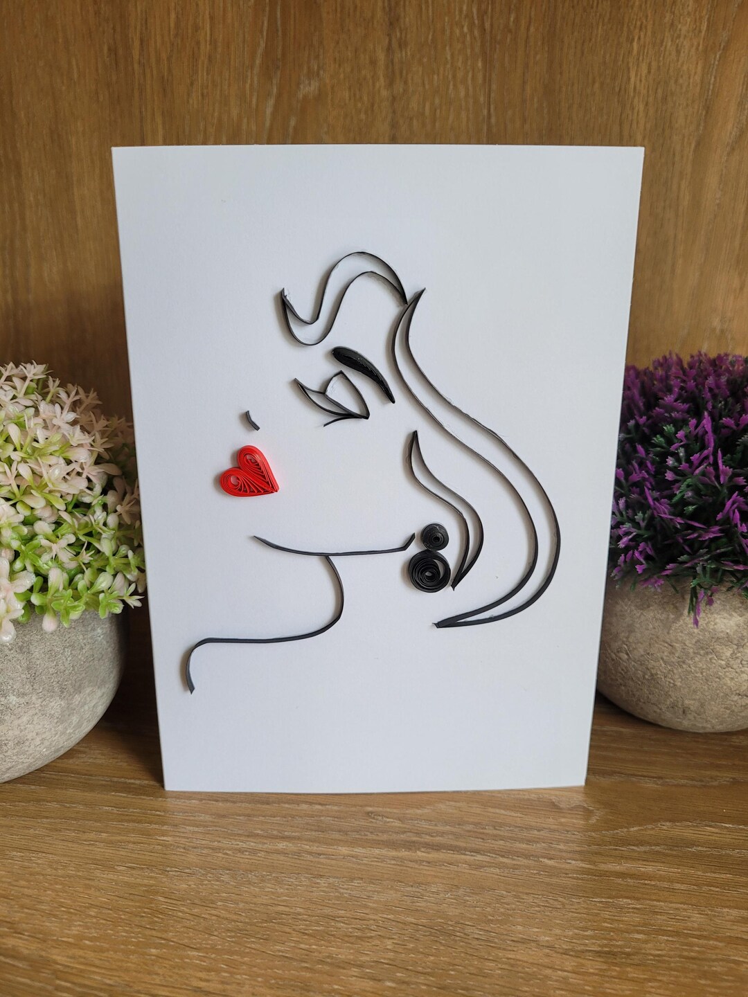 Quilled Woman Portrait Card: Paper Craft Art - Etsy
