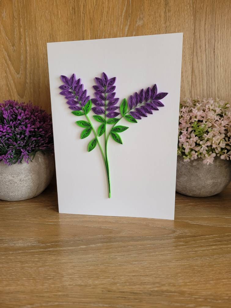 Quilled Lavender Floral Card Paper Craft Quilling Blank - Etsy