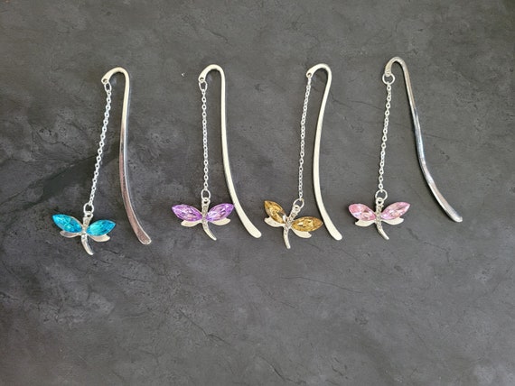 Metal Bookmarks Delicate Chain With Gemmed Charms Dragon - Etsy