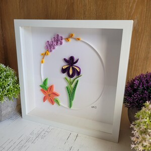 Quilled Iris & Lily Framed Wall Art: Handmade Paper Craft (8x8) - Etsy