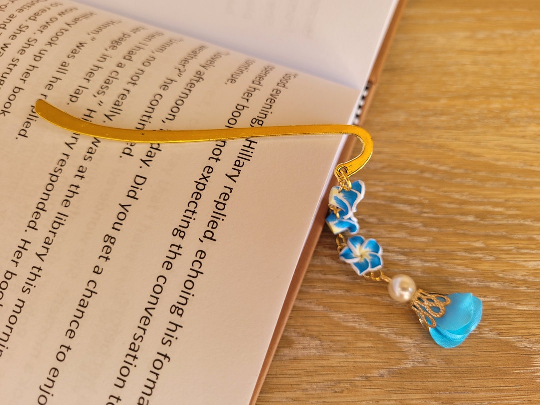 Metal Bookmarks Satin and Pearl Flower Charm Gold Hook - Etsy