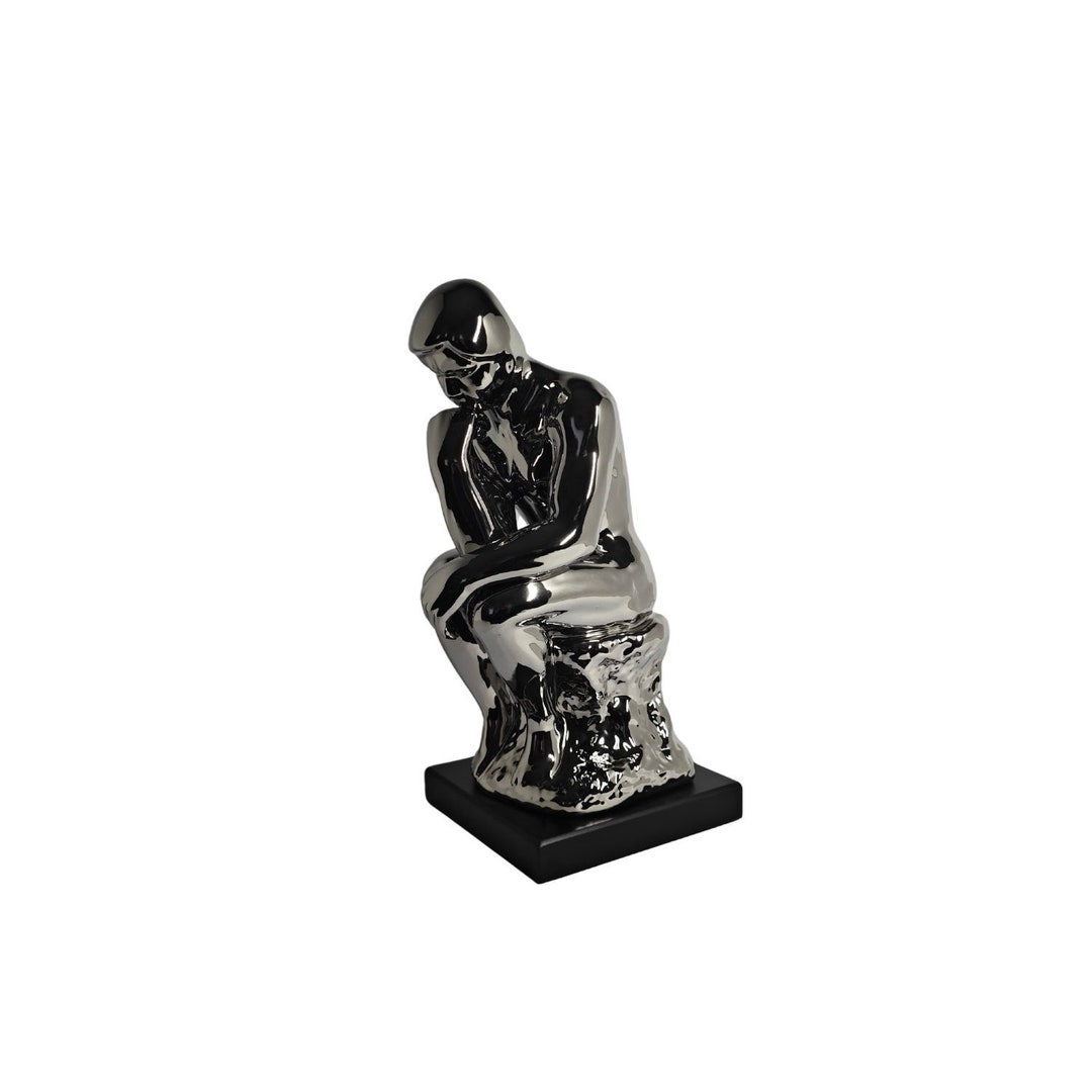Ceramic Sculpture thinker by Rodin in Silver Silver Living Room ...