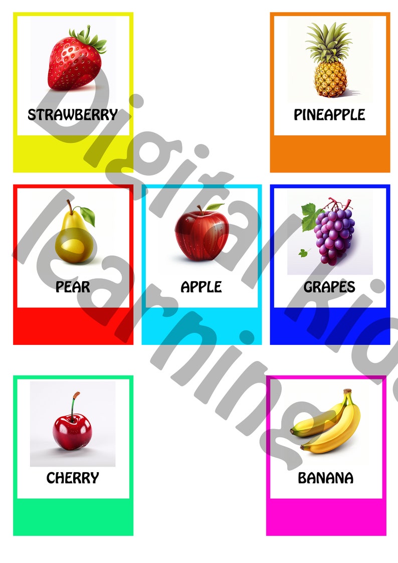 Printable FRUITS Flashcards for Kids Free Coloring Pages Too - Etsy