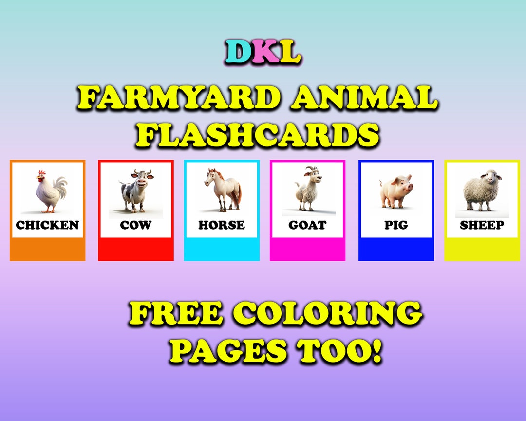 Printable FARMYARD ANIMALS Flashcards for Kids! Free Coloring Pages Too ...
