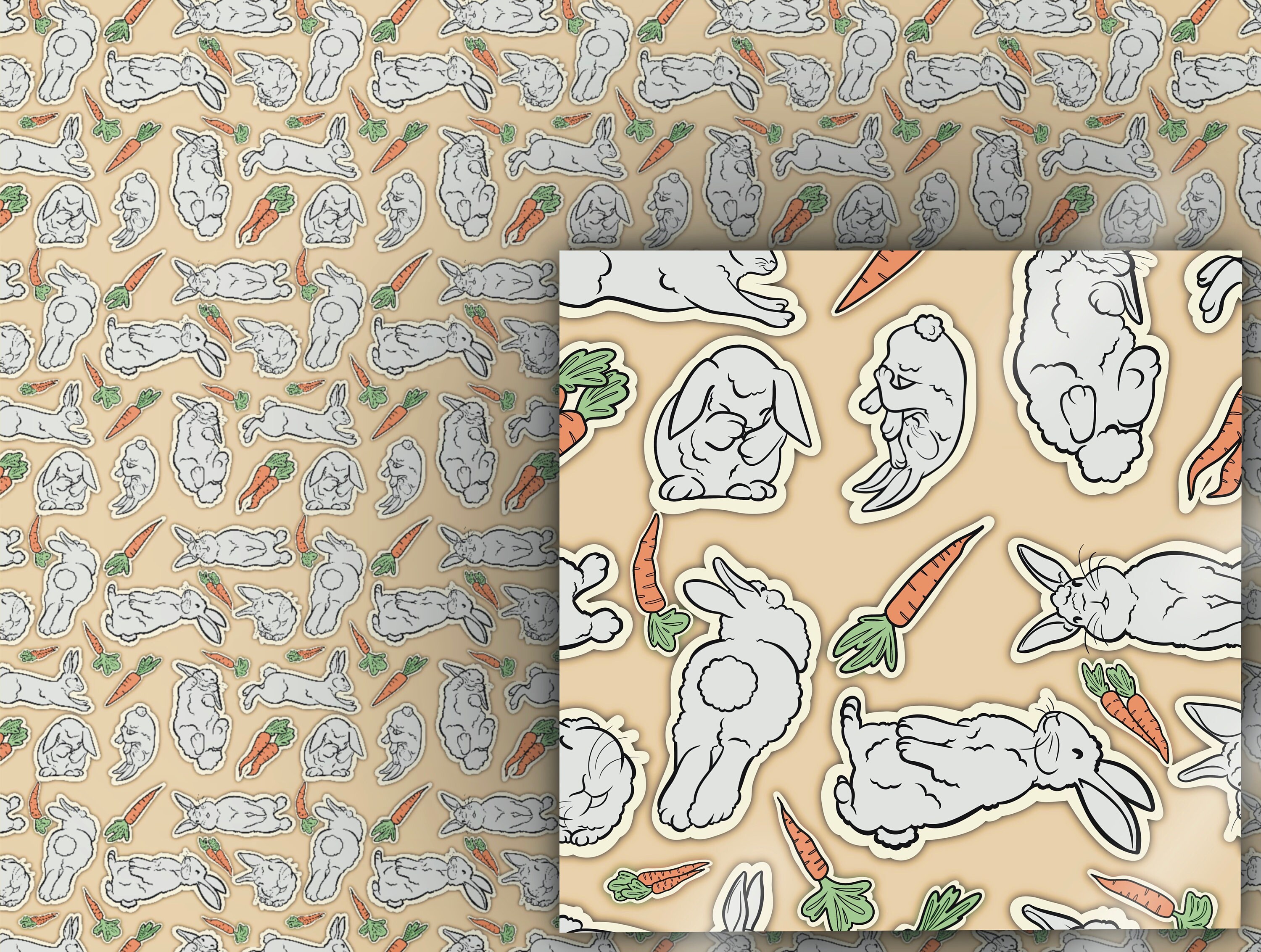 Cute Bunny Seamless Pattern PNG for Commercial Use - Etsy