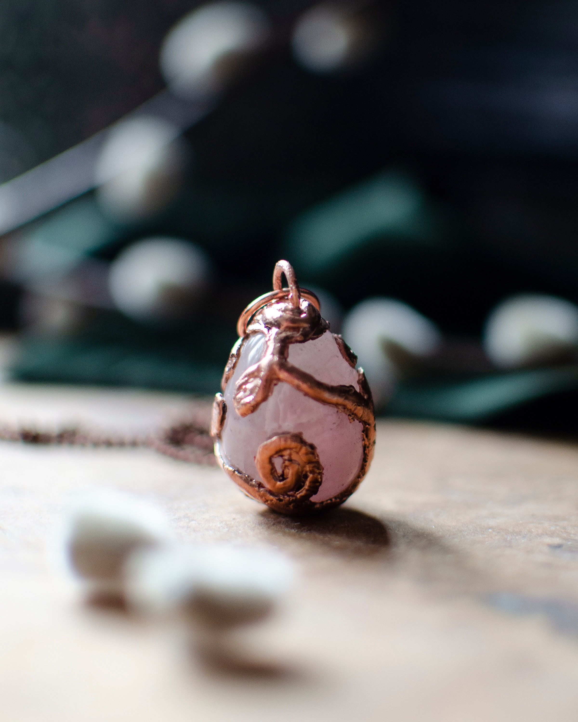 Rose Quartz Copper Electroformed Decorative Egg Pendant for Easter ...