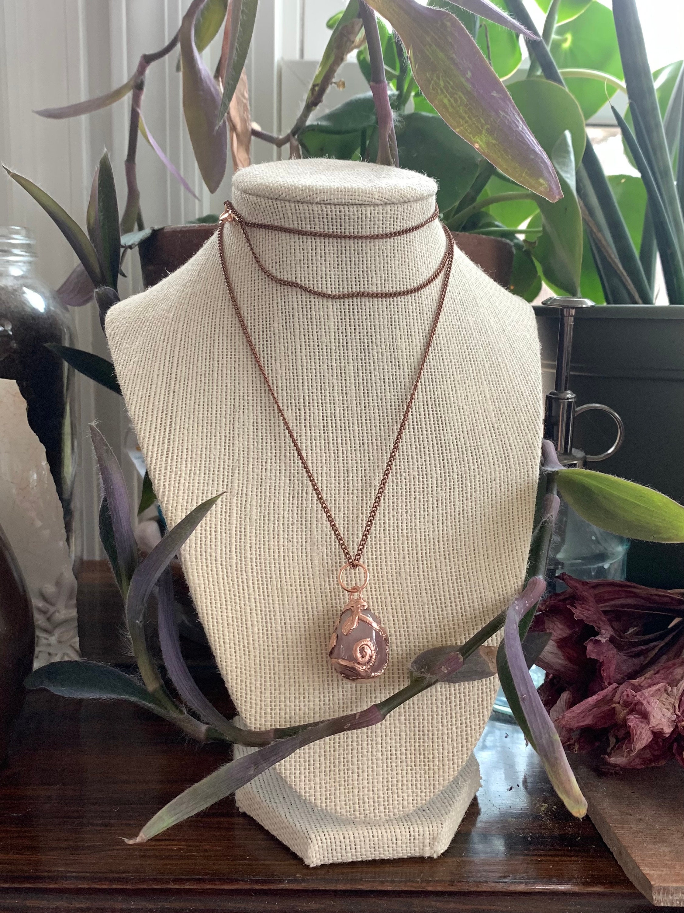 Rose Quartz Copper Electroformed Decorative Egg Pendant for Easter ...