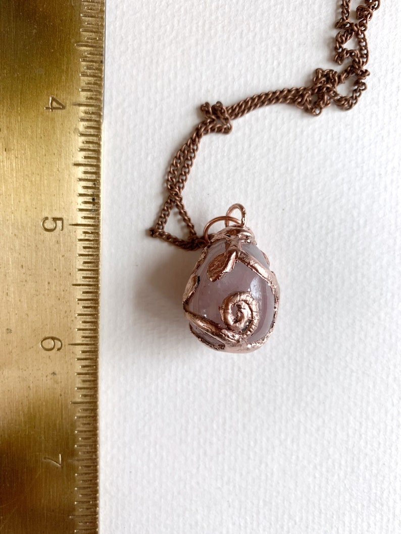 Rose Quartz Copper Electroformed Decorative Egg Pendant for - Etsy