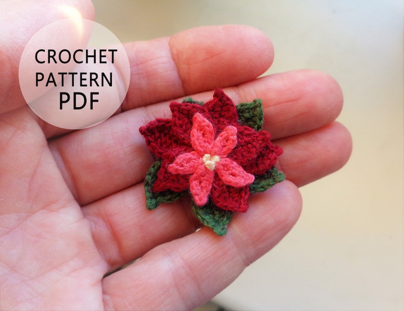 Crochet Poinsettia Brooch Pattern - Etsy