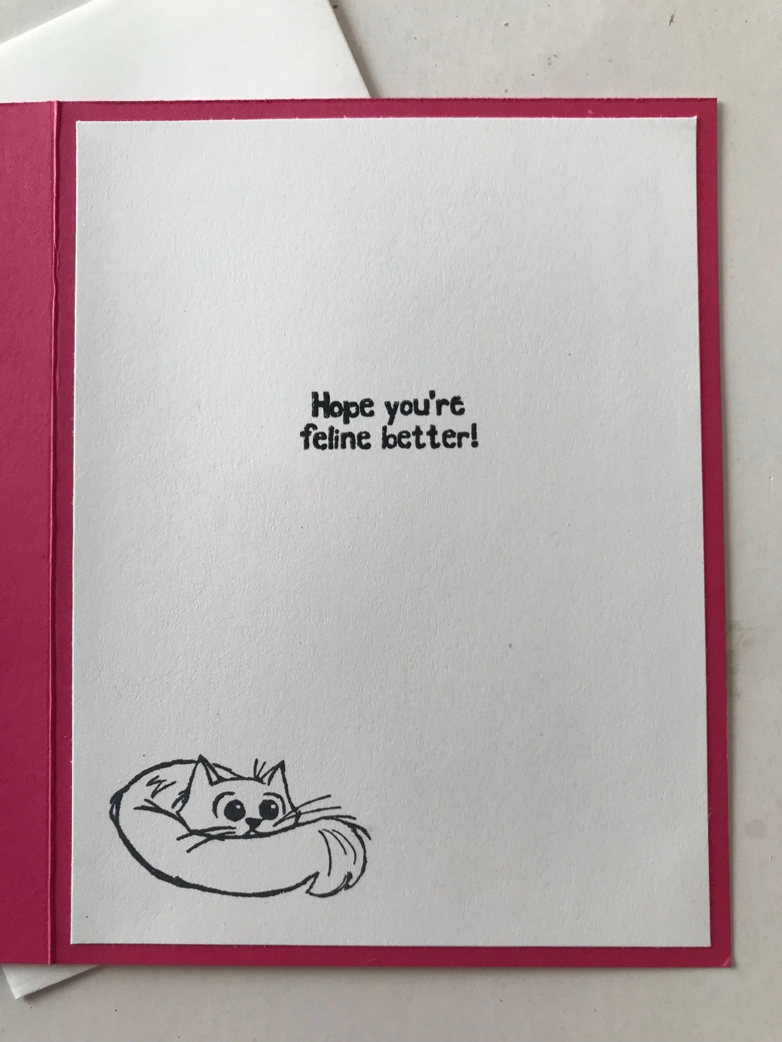 Cat Cards "hope You're Feline Better" Handmade Greeting Cards, Embossed ...