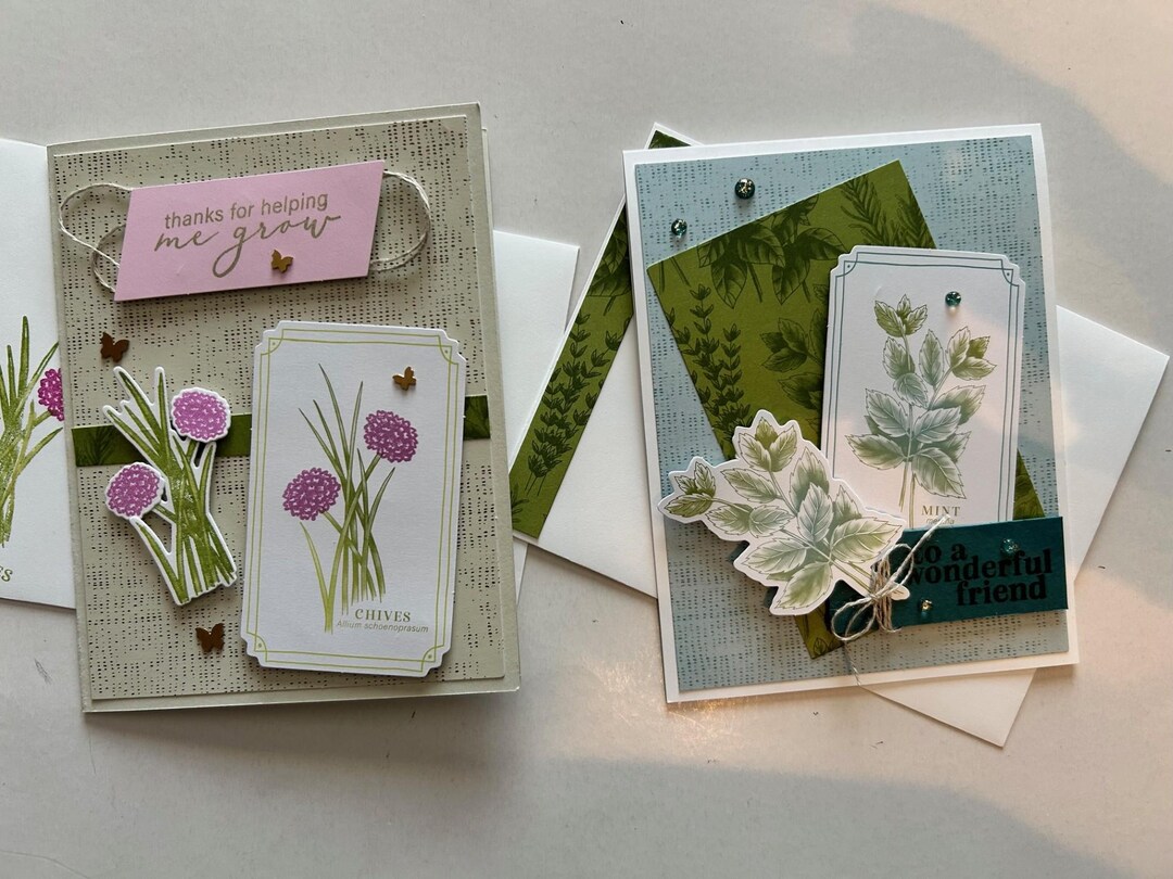 Friendship Spring Herbs Handcrafted, Rubberstamped, Greeting Cards, 3D ...