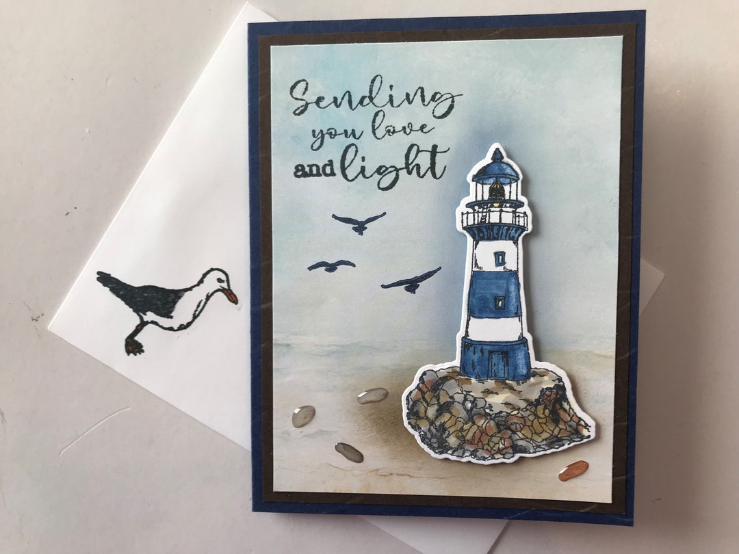 A Lighthouse Blank Greeting Card, Designer Paper, Layered, Embossed ...