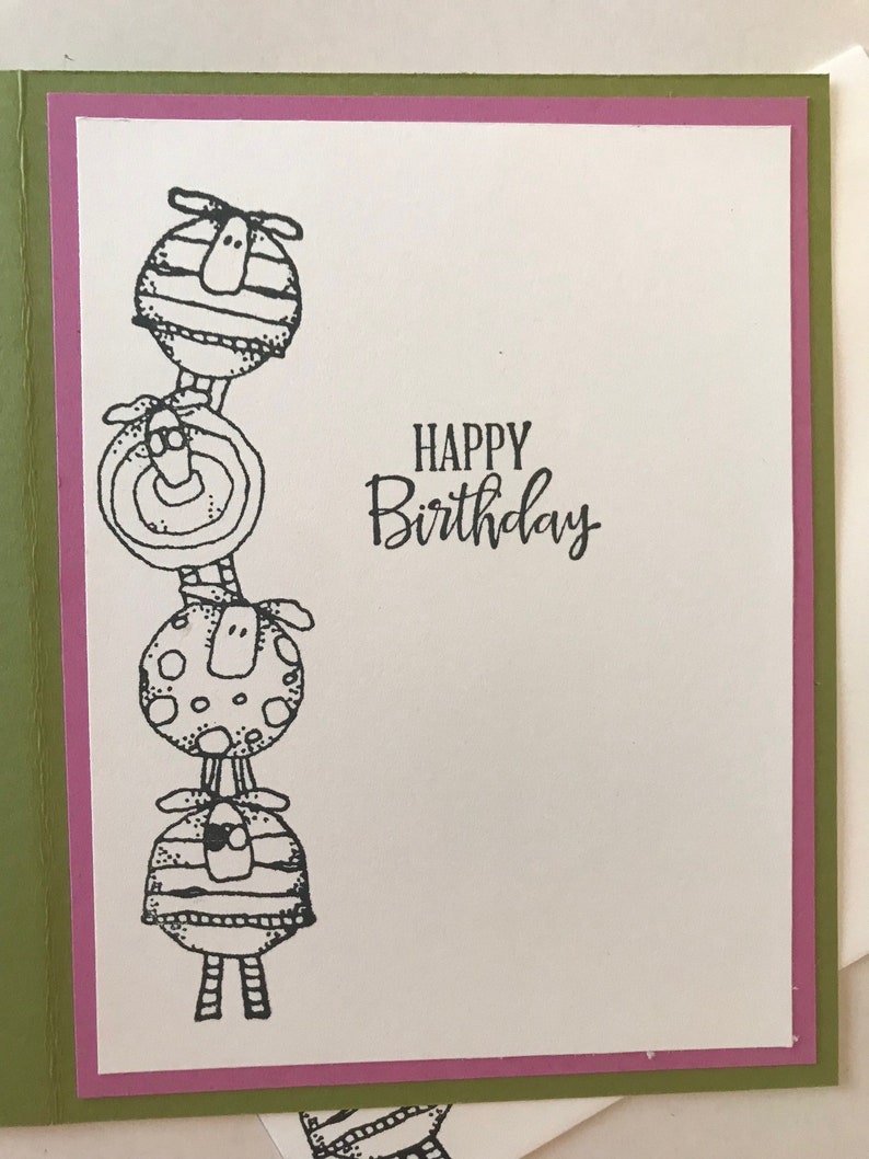 Birthday Sheep Puff Paint Greeting Cards, Rubber Stamped, Layered W ...