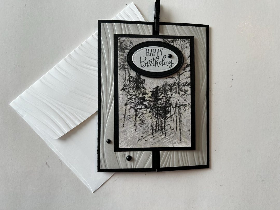 Birthday Greeting Card, Masculine, Layered Designer Paper, Embossed ...