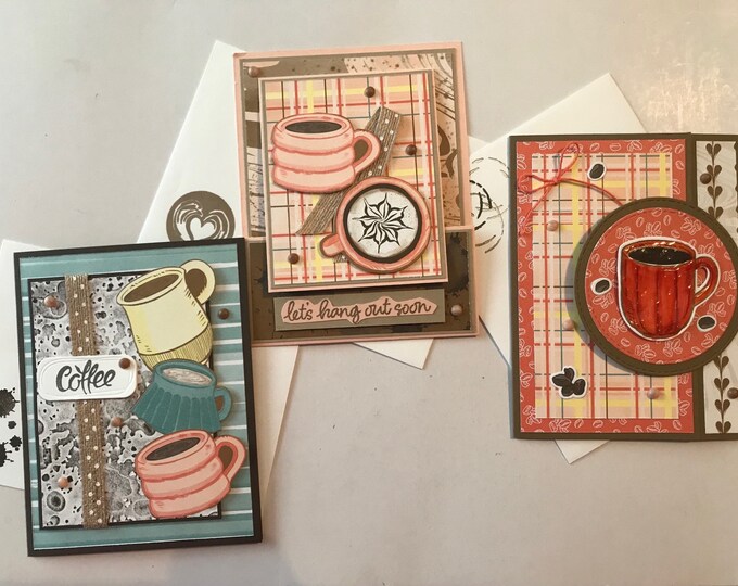 Coffee-themed Friendship Greeting Cards, Layered W/designer Paper, 3D ...