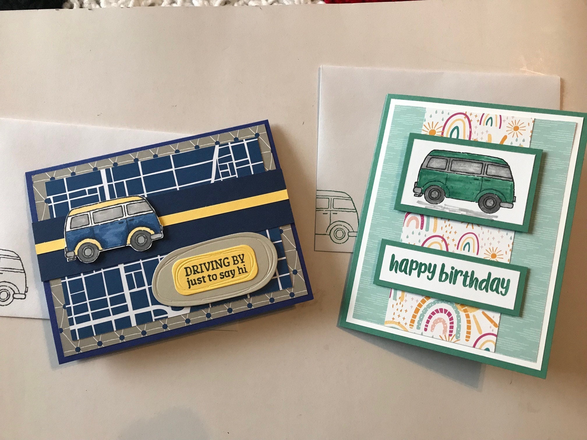 Van Handmade Greeting Cards, 1 Birthday, 1 Note Card, Embellished ...