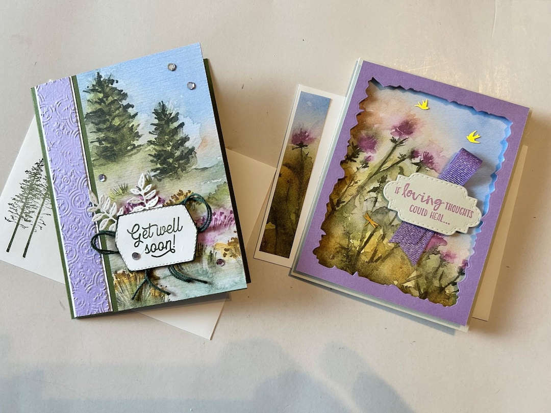 Handcrafted Get Well Card Set, Nature Design, Embellished Cards - Etsy