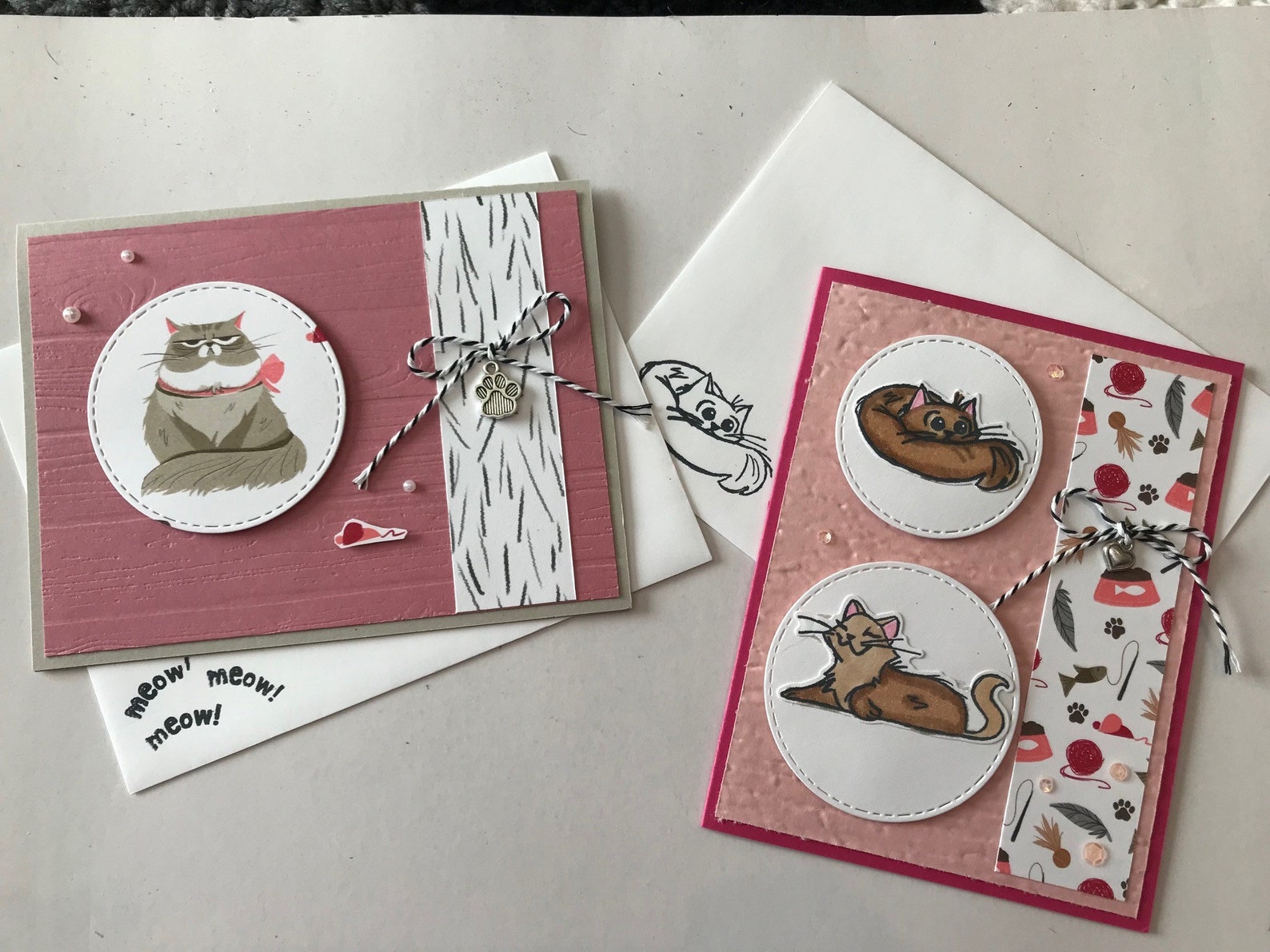 Handmade Cat Card, "hope You're Feline Better", Embellished Greeting ...