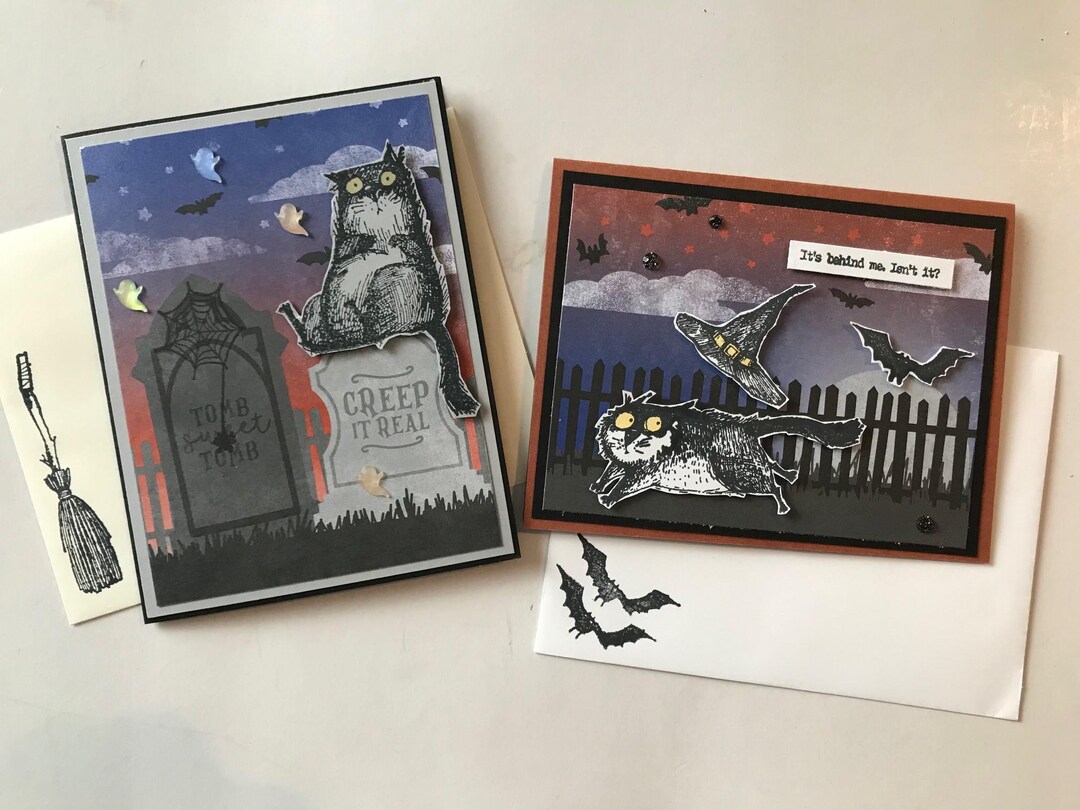 Halloween Scaredy Cats Handmade Greeting Cards, Designer Paper ...