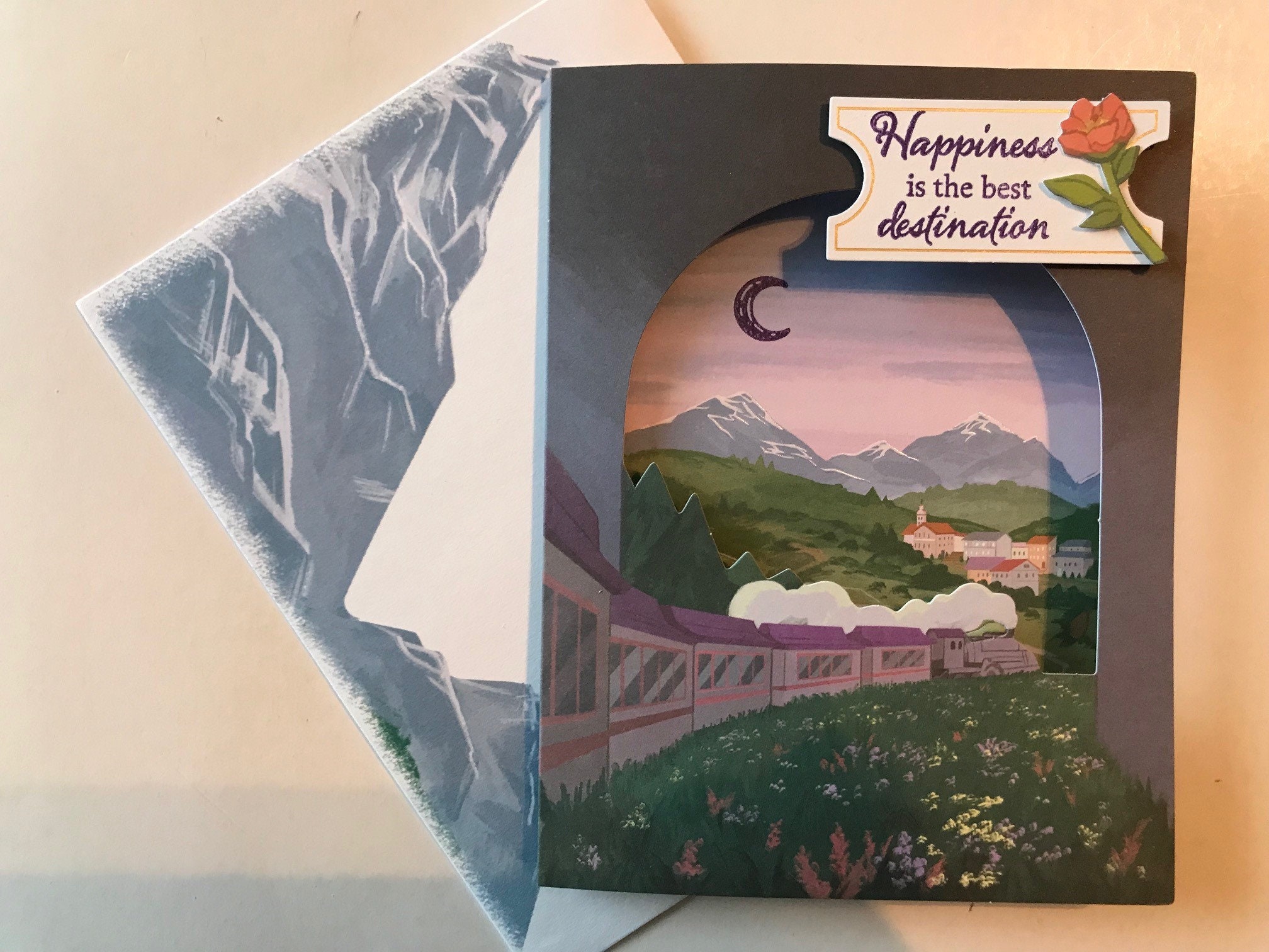Whimsical Travel Best Destination Triple-fold Handmade Greeting Cards ...
